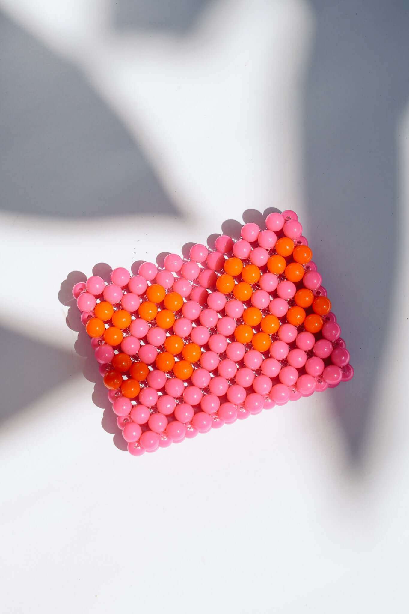BEADED CARD HOLDER - PINK/ORANGE By HIBISCUS THE LABEL